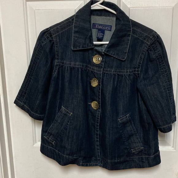 Baccini | Jackets & Coats | Baccini Dark Blue Jean Short Sleeve Jacket ...